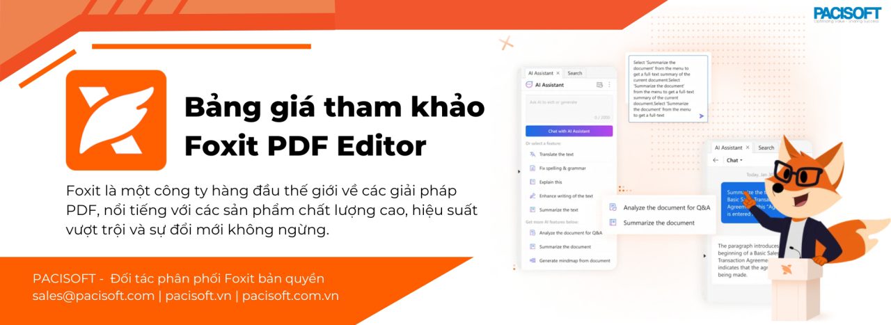 Bảng giá Foxit PDF Editor mới nhất