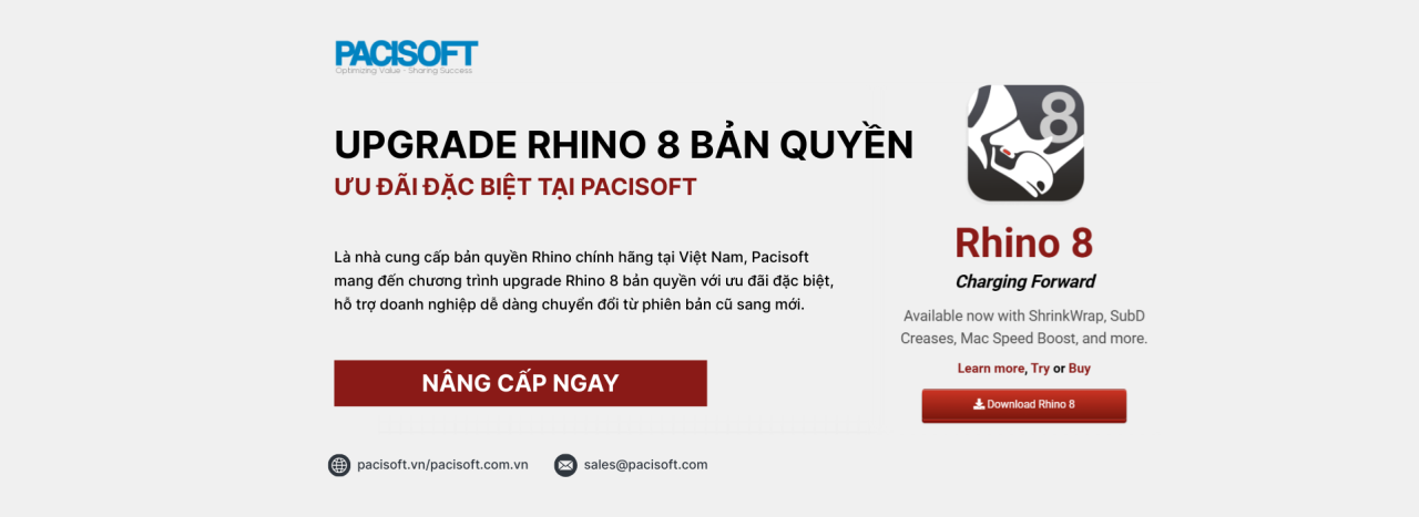 Upgrade Rhino 8 Bản Quyền | Ưu Đãi Đặc Biệt Tại Pacisoft